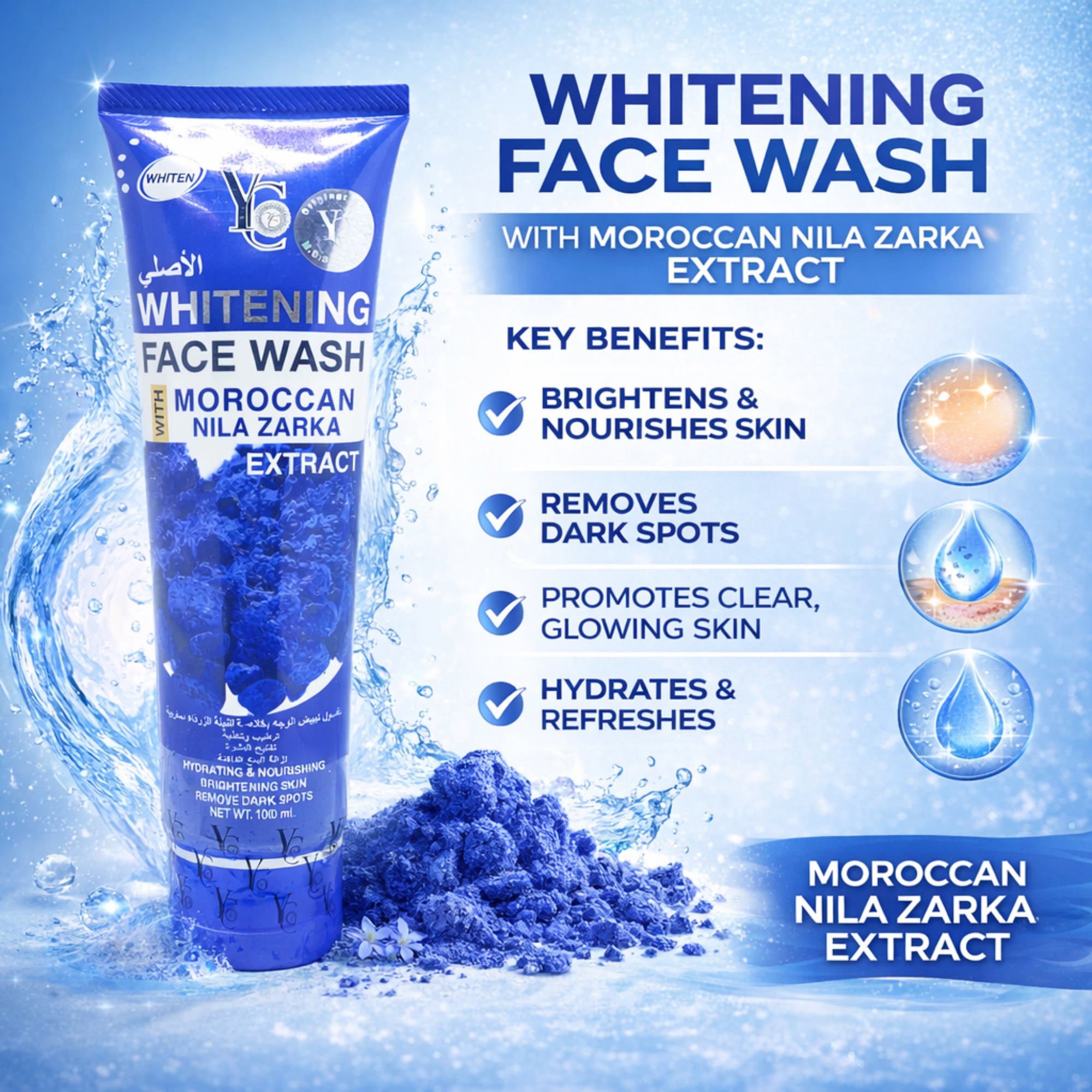 YC Whitening Face Wash with Moroccan Nila Zarka Extract – 100 ml ...